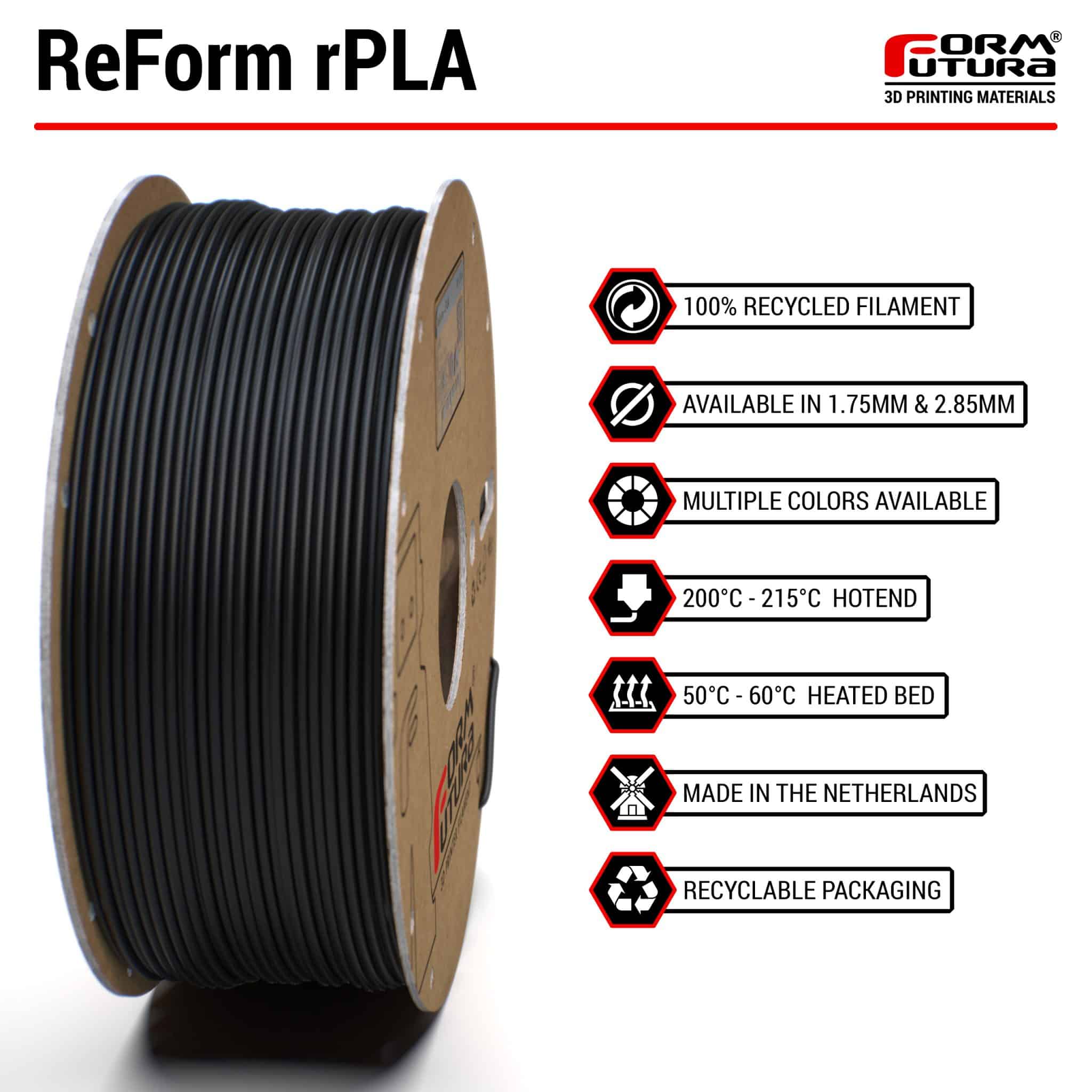 ReForm rPLA FormFutura Gris 1,75 mm (reciclado) - impresoras3d.com